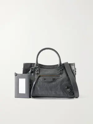 Balenciaga Le City Small Embellished Textured-leather Tote - Gray