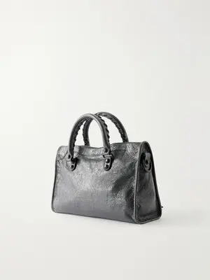 Balenciaga Le City Small Embellished Textured-leather Tote - Gray