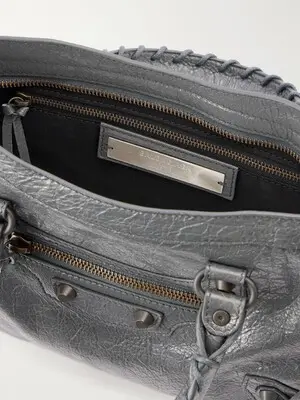 Balenciaga Le City Small Embellished Textured-leather Tote - Gray