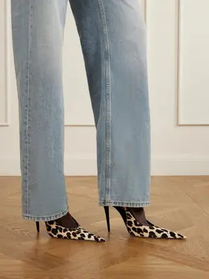 Saint Laurent Guermantes 110 Pony Hair Slingback Pumps - Multi