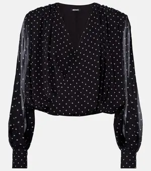 ROTATE BY BIRGER CHRISTENSEN Floral Ruched Blouse - Black