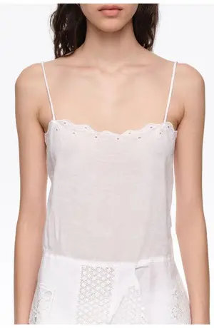 Bimba Y Lola Embroidered Asymmetric Handkerchief Hem Top