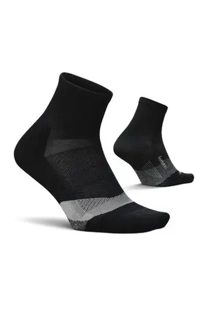 FEETURES Elite Light Cushion Quarter Solid Sport Sock With Targeted Compression - Black
