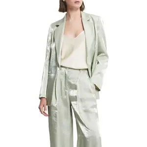 OTTOD'AME Viscose And Linen Blend Jacket With Satin Effect - Mint