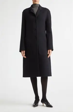 JIL SANDER Slim Fit Double Face Cashmere & Virgin Wool Coat - Midnight