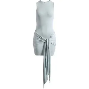 SKIMS Cupro Jersey Wrap Minidress - Pearl
