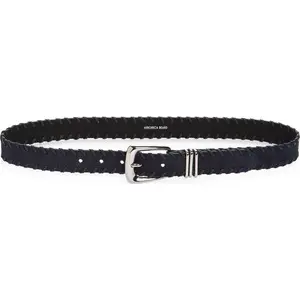 Veronica Beard Whipstitch Suede Belt - Navy