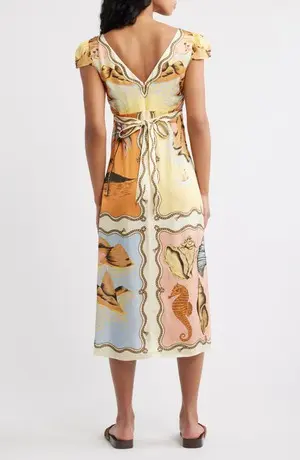 Farm Rio Mixed Scarf Print Voile Dress