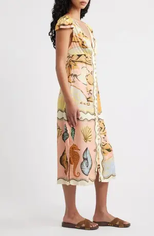 Farm Rio Mixed Scarf Print Voile Dress