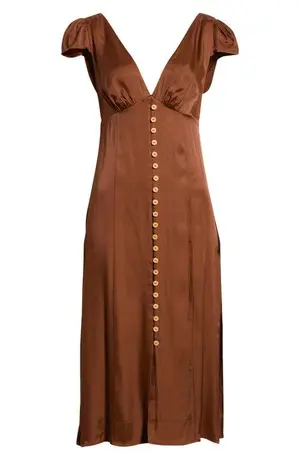 Farm Rio Mixed Scarf Print Voile Dress - Brown