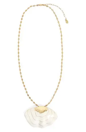 Clare V. Clamshell Pendant Necklace With Convertible Chain - Cream