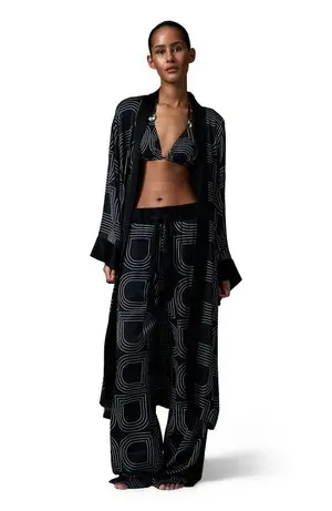 Day Birger Et Mikkelsen Rani Geometric Print Maxi Length Robe - Black