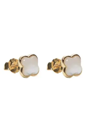 ARGENTO VIVO Mother-of-Pearl Clover Stud Earrings In 18k Gold Plate