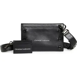 CHRISTIAN LOUBOUTIN Mini Stoic Calfskin Leather Crossbody Bag - Black