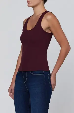 L'Agence Adira Ribbed Scoop Neck Tank - Deep Sangria
