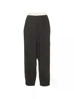 Sonia Rykiel Paris Crepe Pleated Trousers With Contrasting Waistband