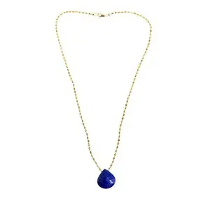 MADISON BEVERLY HILLS Lapis Lazuli Teardrop Pendant Link Chain