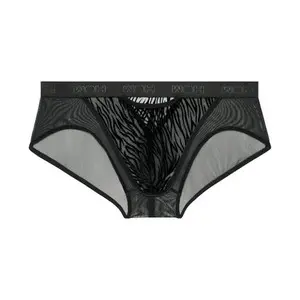 HOM Woh Personal Allure Tiger Print Mini Briefs - Black