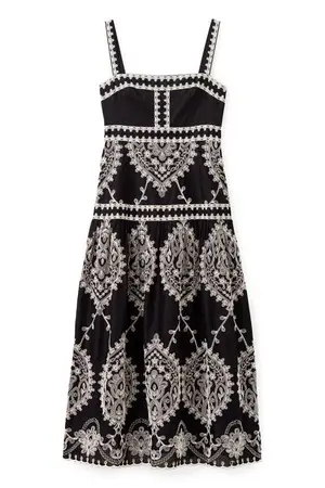 CARTOLINA Adair Embroidery Midi Dress - Noir