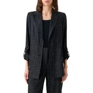Akris Broken Check Twill Blazer - Black-cream