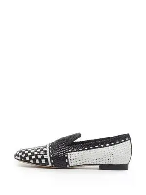 STUART WEITZMAN Woven Leather Loafers - Black