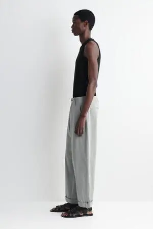 Cos Relaxed-fit Straight-leg Cuffed Pants - Gray