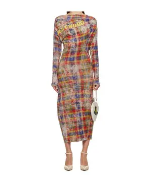 VIVIENNE WESTWOOD Ls Superbo" Midi Dress With Asymmetric Boatneck And Logo Detail