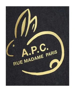 A.p.c. Logo Printed Denim Tote Bag