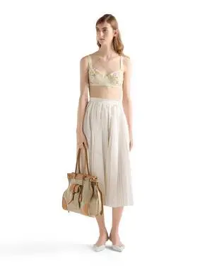 Prada Bonnie Linen And Leather Tote Bag