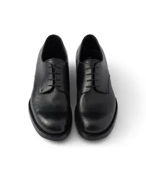 Prada Antiqued Leather Lace-up Shoes
