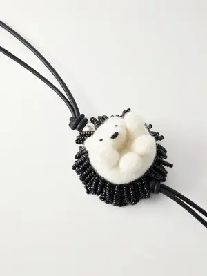 Loewe Hedgehog Bead-embellished Wool-felt And Leather Bag Charm