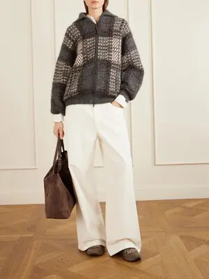 Brunello Cucinelli Bead-embellished Shearling-trimmed Suede High Top Sneakers