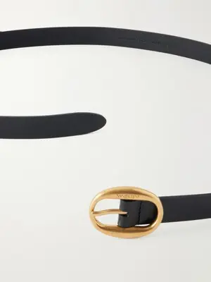 Saint Laurent Logo-engraved Leather Belt - Black