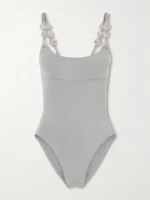ERES Lynda Bead-embellished One-piece Swimsuit - Gray