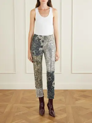 MAISON MARGIELA Sequined Patchwork Jersey Straight-leg Pants