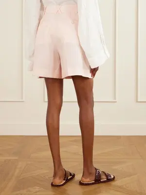 Another Tomorrow Pleated Linen Shorts