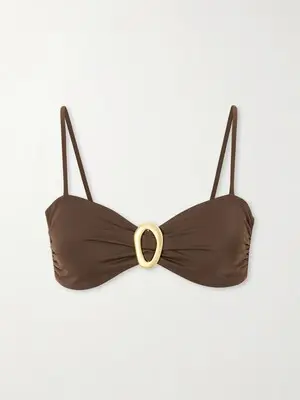 AWAY THAT DAY Cabo Verde Embellished Bikini Top - Brown