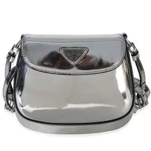 Prada Argento Spazzolato Cleo Flap Bag - Silver