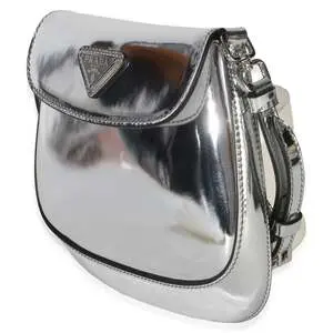 Prada Argento Spazzolato Cleo Flap Bag - Silver