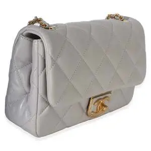 Chanel Grey Quilted Lambskin Flap Bag