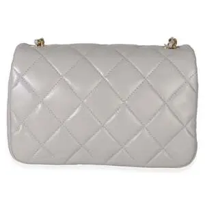Chanel Grey Quilted Lambskin Flap Bag