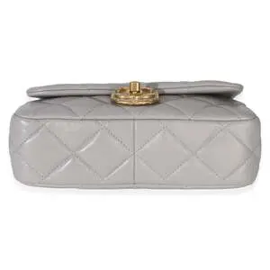 Chanel Grey Quilted Lambskin Flap Bag