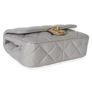 Chanel Grey Quilted Lambskin Flap Bag