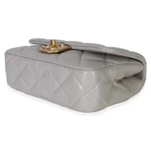Chanel Grey Quilted Lambskin Flap Bag