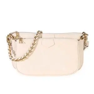 LOUIS VUITTON Multi Pochette Accessoires Cream Giant Monogram Empreinte Leather Shoulder Bag - Neutral