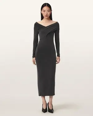 ALLSAINTS Delta Curpo Blend Bodycon Midi Dress