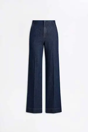 Scanlan Theodore Denim Cropped Wide Leg Jeans - Indigo.b