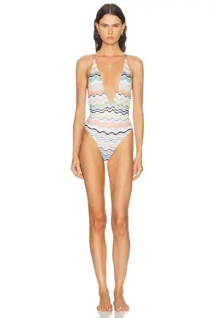 Missoni Deep V One Piece Swimsuit