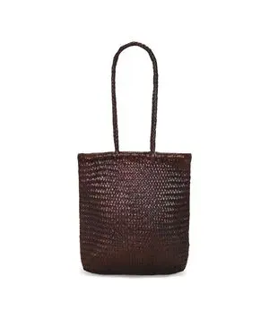 ST. AGNI Woven Leather Tote Bag - Chocolate