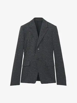 Alexander McQueen Flecked Pinstripe Single-breasted Jacket - Grey Melange